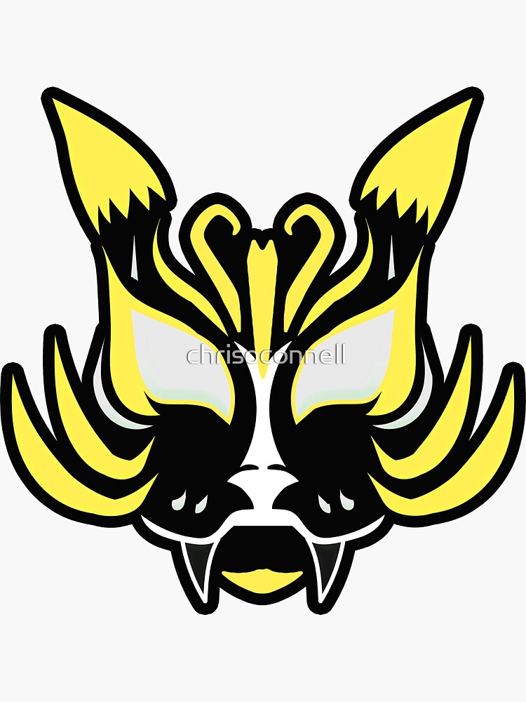 "Dark Kitsune Face - Yellow" Sticker for Sale by chrisoconnell | Redbubble
