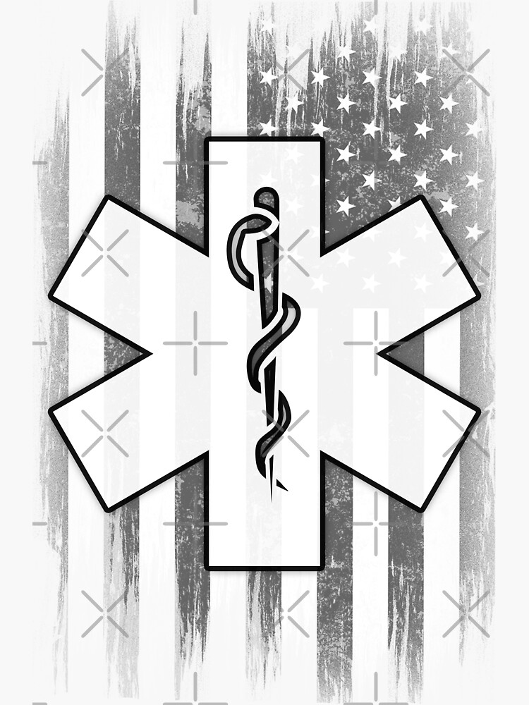 "Vintage EMS EMT Distressed Black White Grey Paramedic Usa American ...