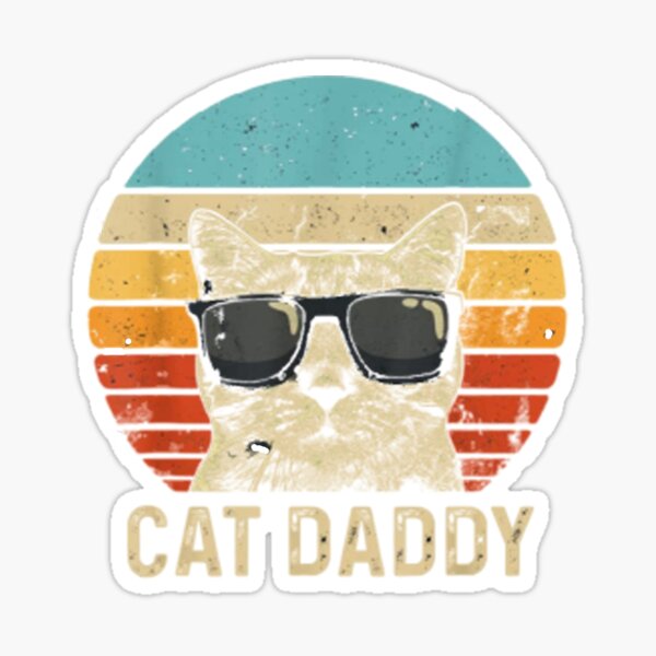 "Cat Daddy Vintage Eighties Style Cat Retro Distressed" Sticker for ...