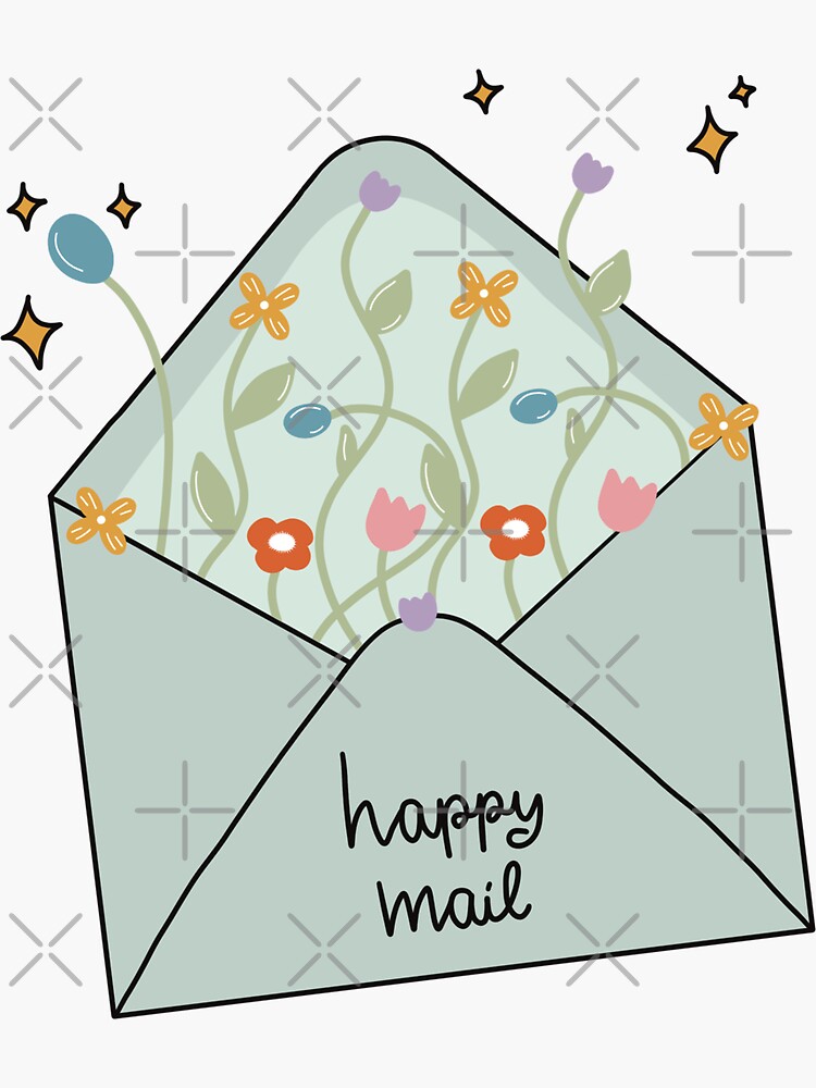 "Happy mail" Sticker by Inspiredbydavie | Redbubble