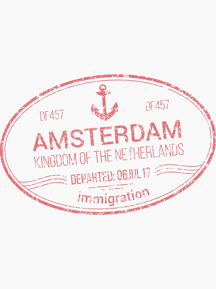 "Amsterdam Passport Stamp Skyline" Sticker for Sale by natalieritchie ...