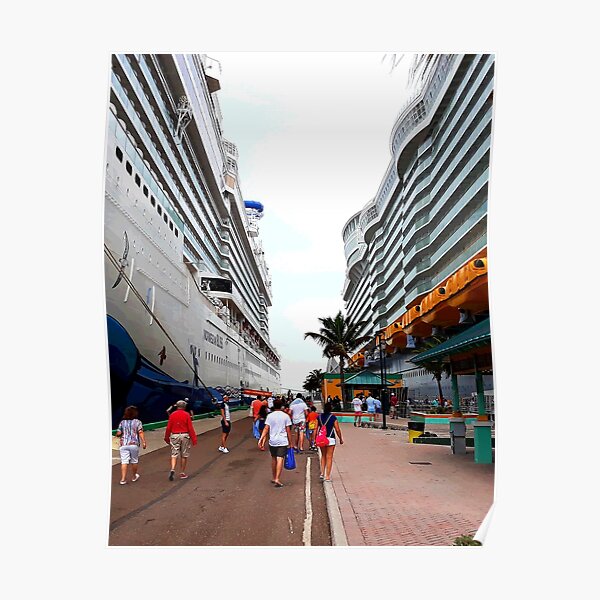 "Giant Cruise Ships in the Port" Poster for Sale by Pigeonsdesigns ...
