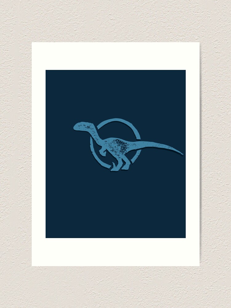 Lámina artística «Icono de Velociraptor azul estilo piedra Símbolo de ...