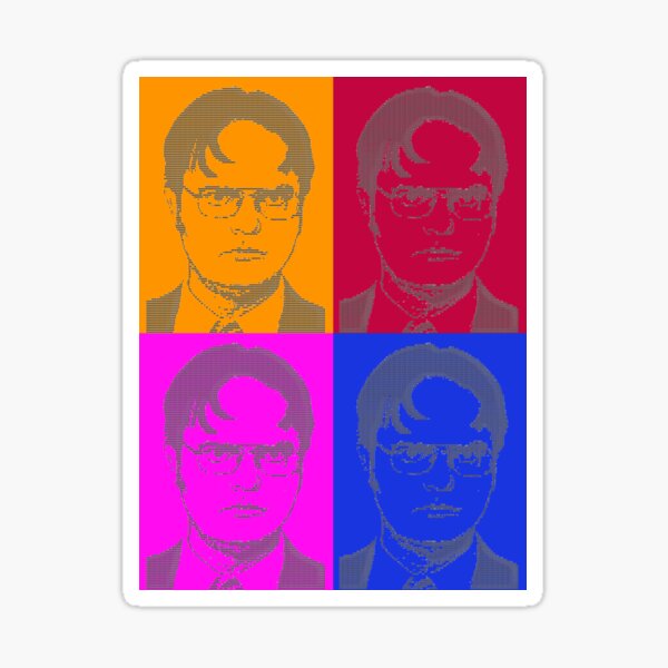 "Ascii Dwight - Color" Sticker by pickledbeets | Redbubble