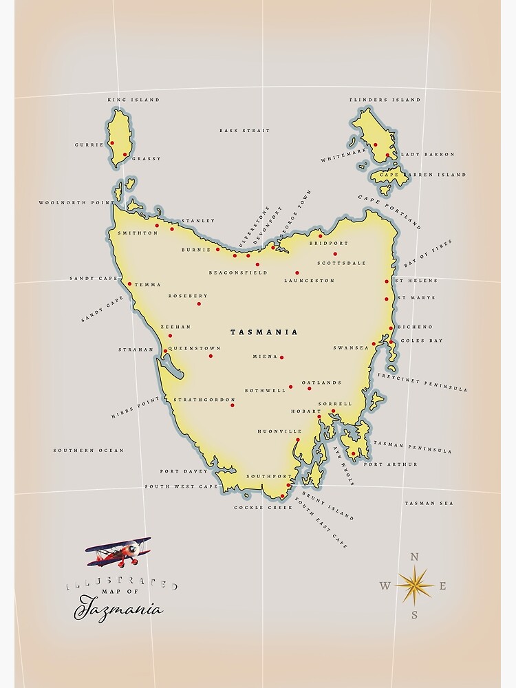 "Illustrated map of Tasmania" Photographic Print for Sale by ...