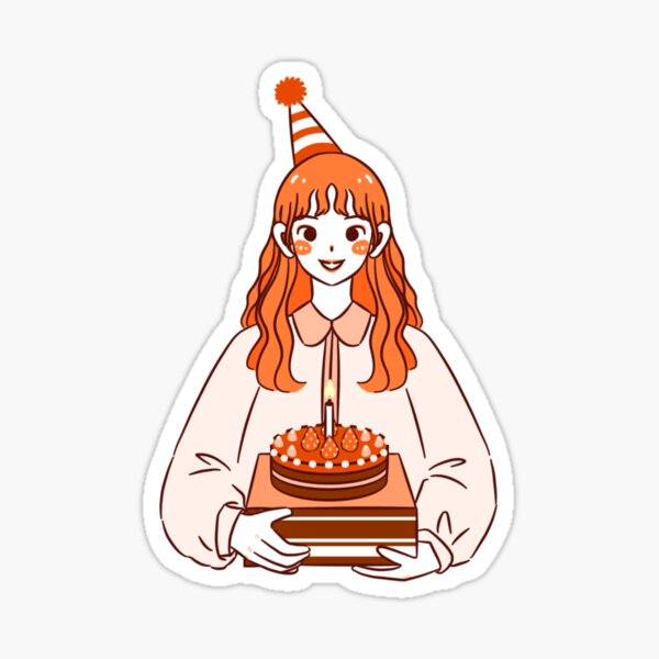 "Happy Birthday Cute Girl" Sticker by Cuteillustbyivv | Redbubble