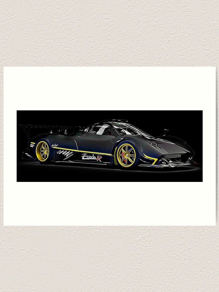 "Pagani Zonda R Supercar Racing Cartoon Black" Art Print for Sale by ...