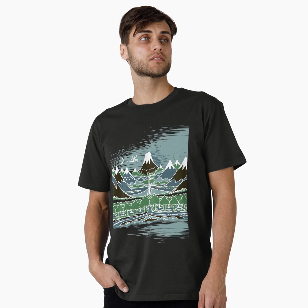 "A Halflings journey on a mountain path through an elven wood in the style of J.R.R.Tolkien ...