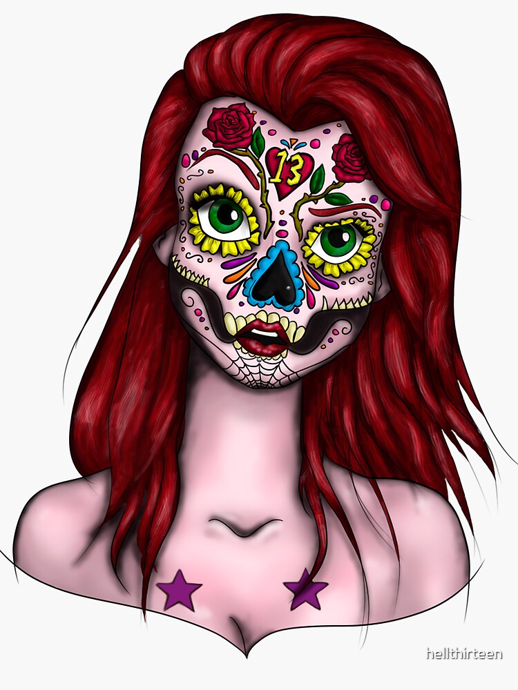 "Calaveras: Kayleigh" Sticker by hellthirteen | Redbubble