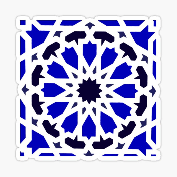 "Blue marine arabic tile pattern - white background " Sticker by ...