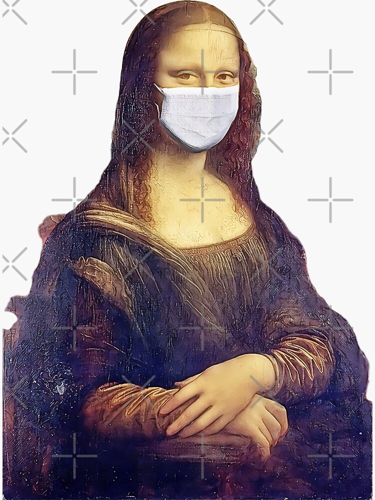 "Mona Lisa with mask" Sticker for Sale by 1malakstore | Redbubble