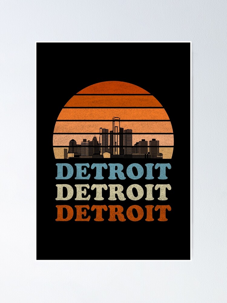"Detroit City Skyscraper Skyline retro " Poster for Sale by likebakerdo ...