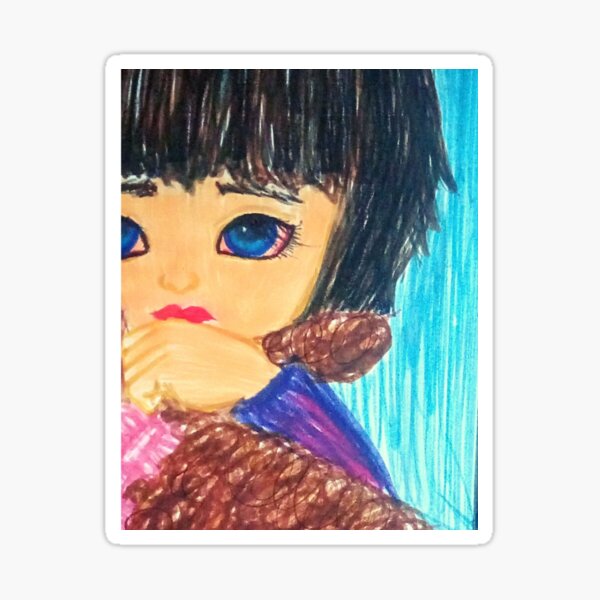 "Cute little girl - Sketching" Sticker by AloofieArtsie | Redbubble