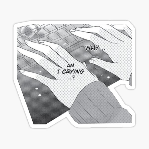 "Why am I crying?" Sticker for Sale by Roojub | Redbubble