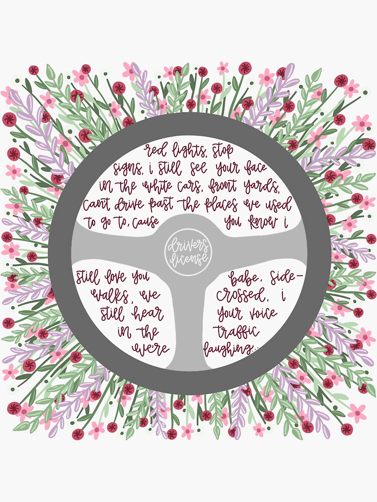 "Drivers License Lyrics!" Sticker for Sale by haleynicole11 | Redbubble