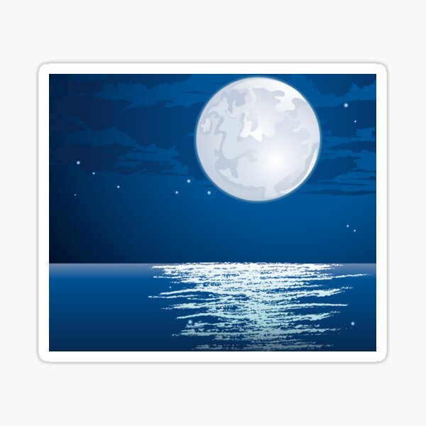 "Moonlight path on night sea water surface" Sticker for Sale by odrito ...