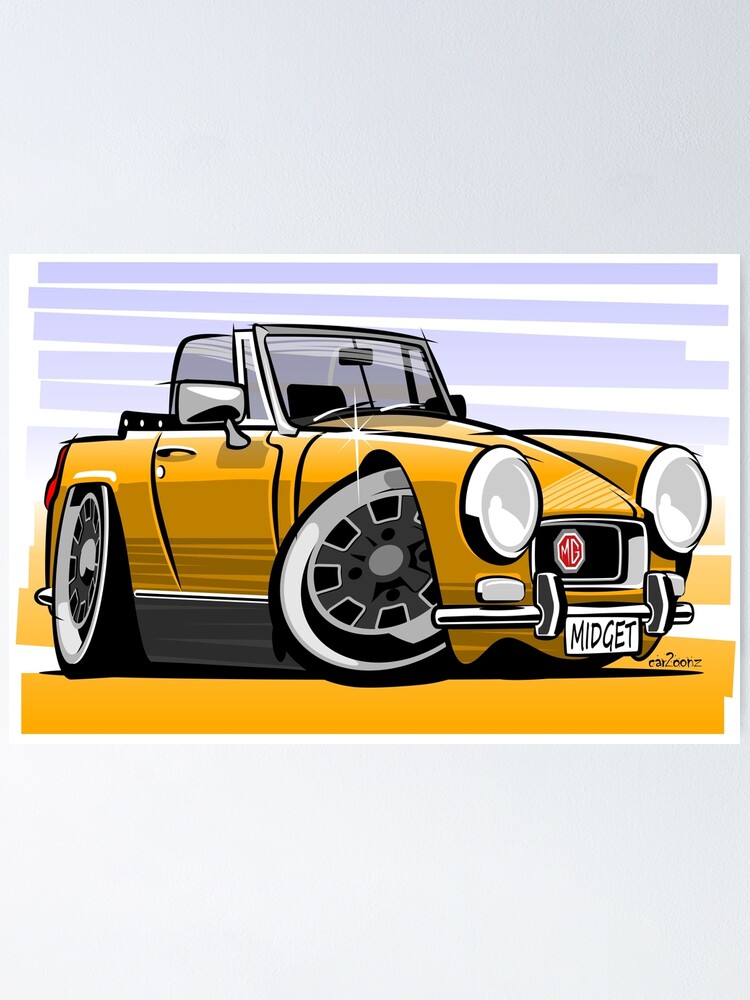 "MG Midget facelift mk3 caricature bronze yellow" Poster for Sale by ...