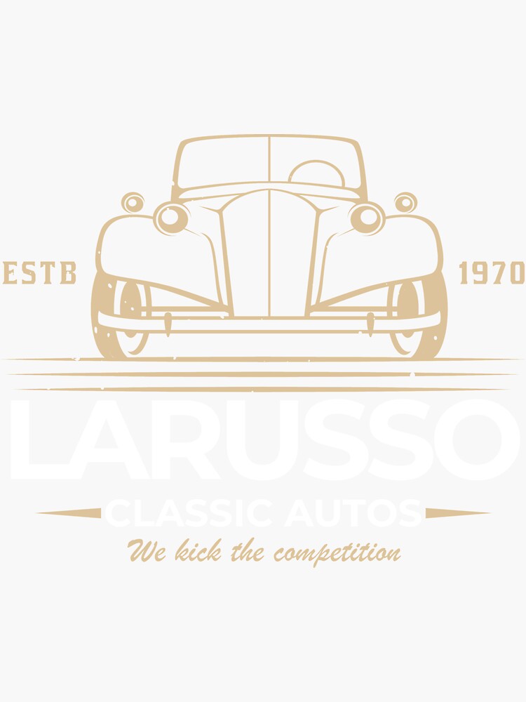 "Larusso Classic Autos " Sticker for Sale by adenicholls | Redbubble