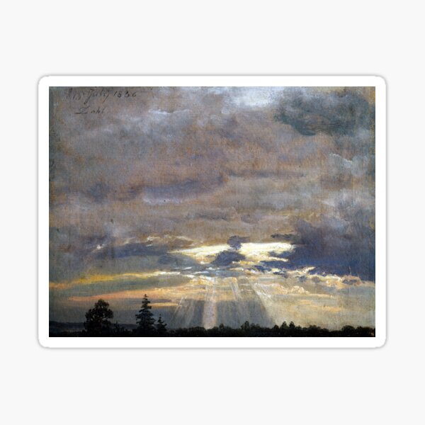 "Johan Christian Dahl Cloud Study with Sunbeams" Sticker for Sale by pdgraphics | Redbubble