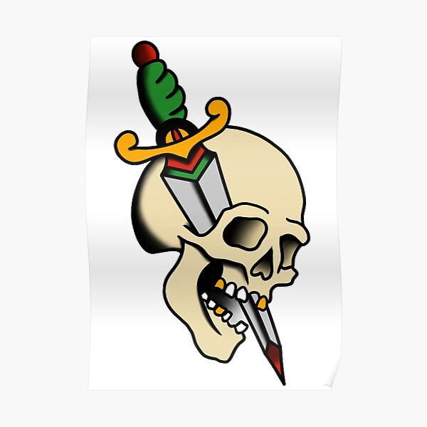 "American Traditional Skull and Dagger" Poster for Sale by griff1 ...