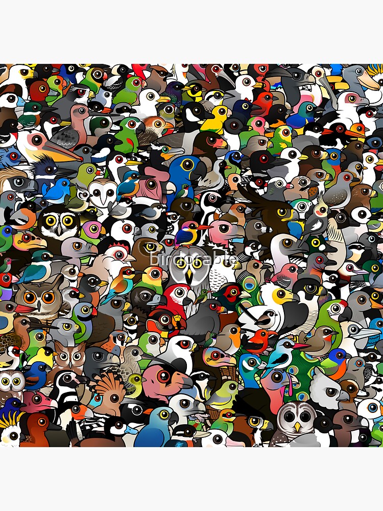 "Birdorable Crowd with 100s of Cute Cartoon Birds" Sticker for Sale by ...