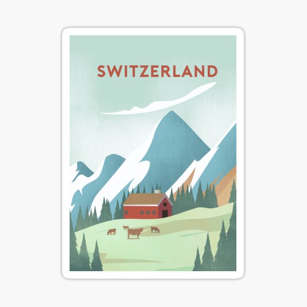 "Switzerland travel poster" Sticker for Sale by Arctic frame studio ...