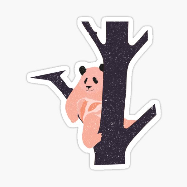 "A panda climbed a tree" Sticker for Sale by MSRIMA | Redbubble