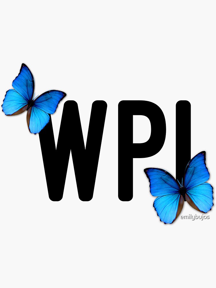 "WPI aesthetic blue butterflies" Sticker by emilybujos | Redbubble