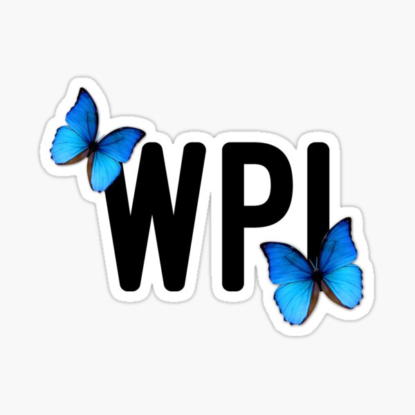 "WPI aesthetic blue butterflies" Sticker by emilybujos | Redbubble