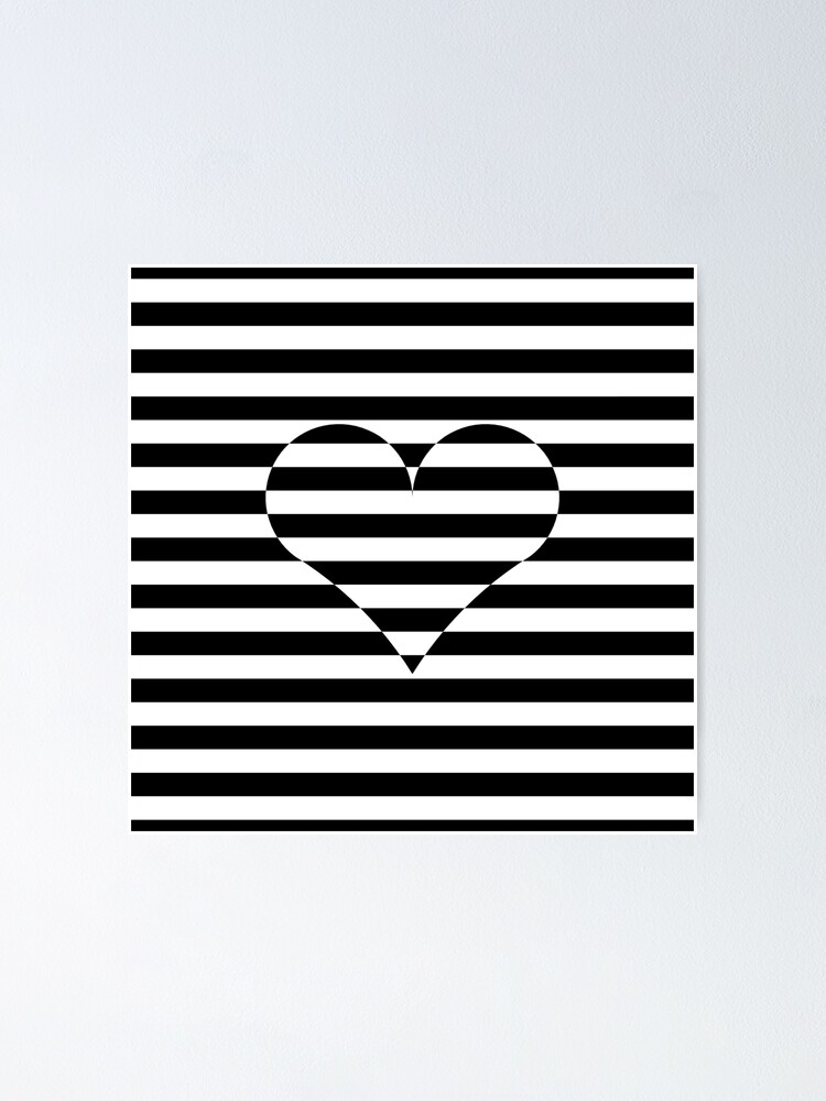 Póster «Corazón rayado blanco y negro» de kallyfactory | Redbubble