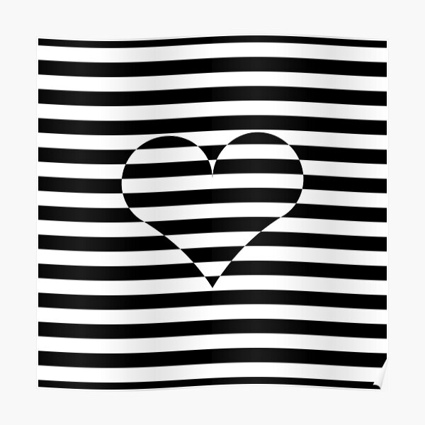 Póster «Corazón rayado blanco y negro» de kallyfactory | Redbubble