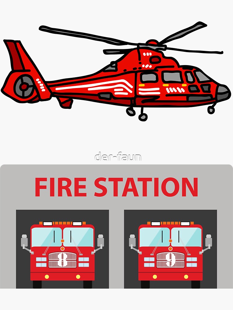 "Shirt Fire Department Helicopter Fire Station" Sticker by der-faun ...
