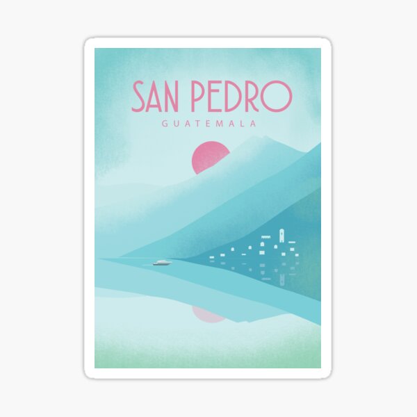 "Guatemala san pedro atitlan poster" Sticker by Caravanstudio | Redbubble