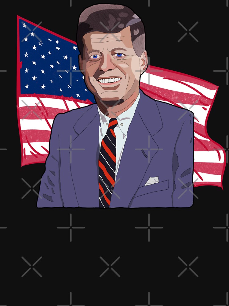"Cartoon John F Kennedy Cartoon USA Illustration" T-shirt by ...