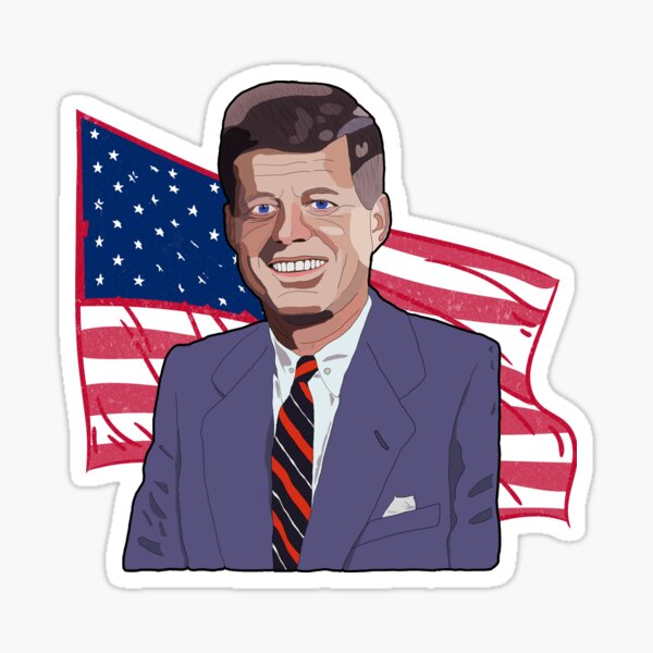 Pegatina «Ilustración de dibujos animados de John F Kennedy Cartoon USA ...