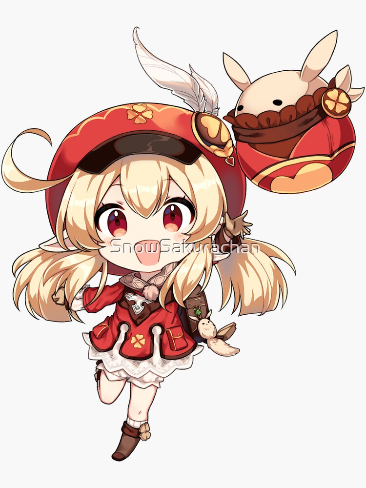 "Klee Genshin Impact Chibi SnowSakurachan" Sticker by SnowSakurachan ...