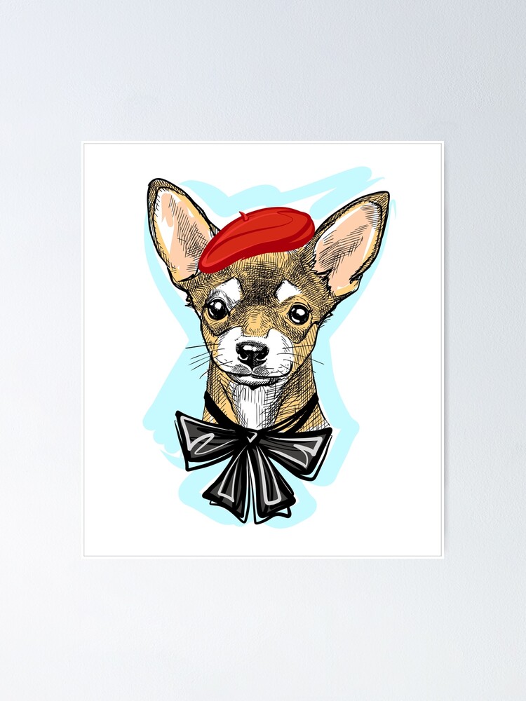 Póster «Un perro pequeño con boina. Dibujo.» de Mankaanna | Redbubble