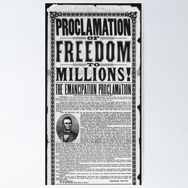 "Emancipation Proclamation Newspaper Announcement." Poster for Sale by ...