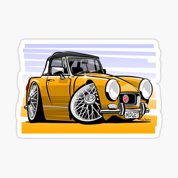 "MG Midget RWA mk3 caricature bronze yellow" Sticker for Sale by ...