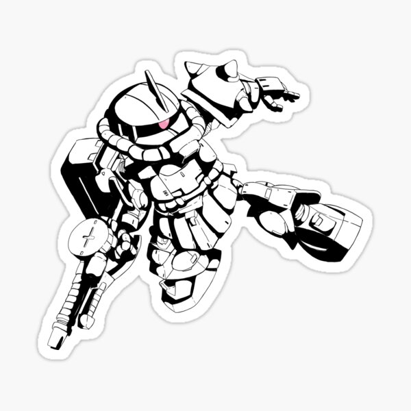 "Zaku Black and White" Sticker for Sale by MechaRon | Redbubble