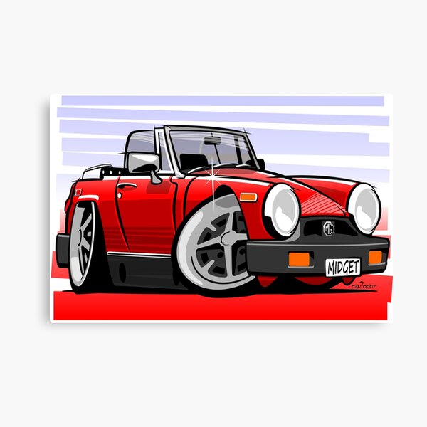 "MG Midget 1500 caricature red US spec" Canvas Print by car2oonz ...