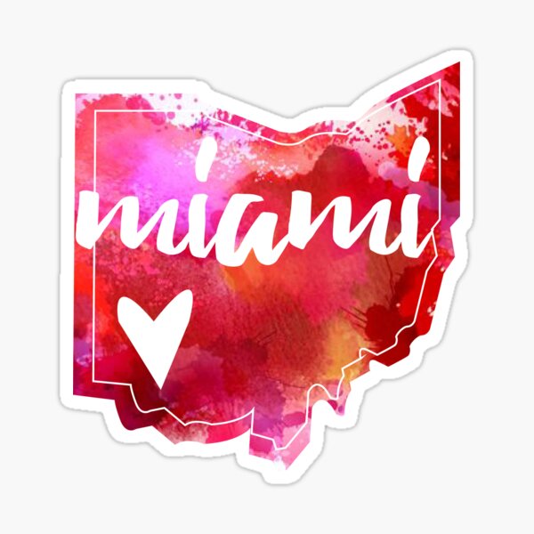 "Miami University - Miami, Ohio - Watercolor Heart Ohio" Sticker for ...