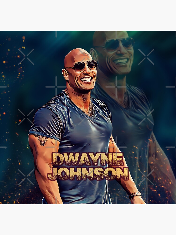 "Dwayne Johnson with name" Sticker by KHSP | Redbubble