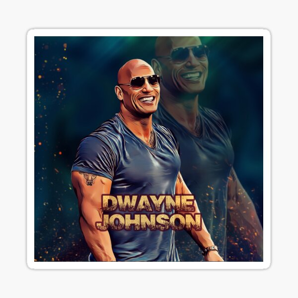 "Dwayne Johnson with name" Sticker by KHSP | Redbubble