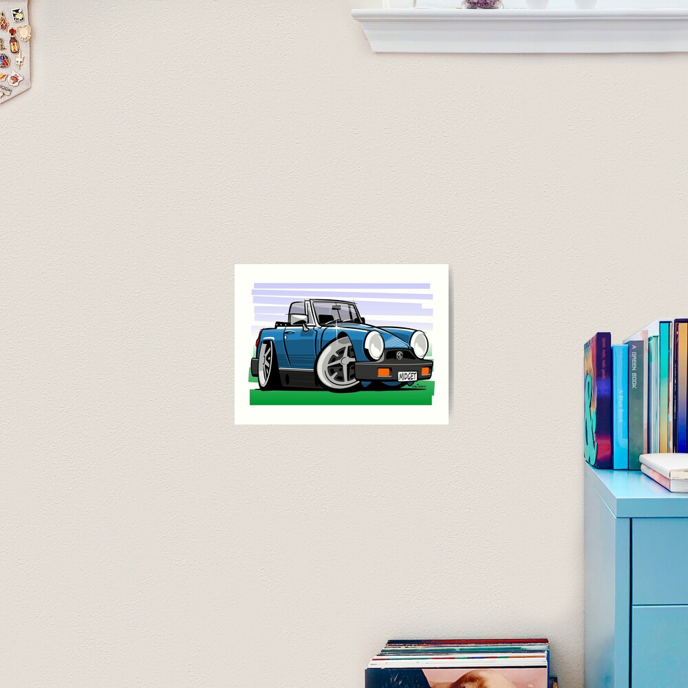 "MG Midget 1500 caricature blue" Art Print by car2oonz | Redbubble