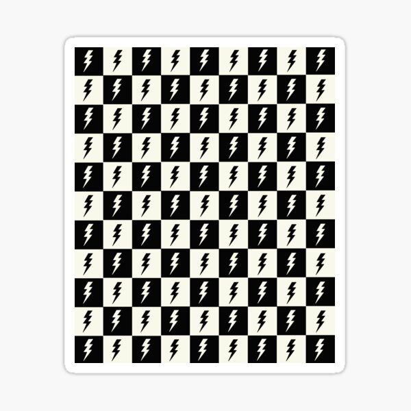 "Black and Off White Checkered Squares with Lightning Bolts" Sticker ...