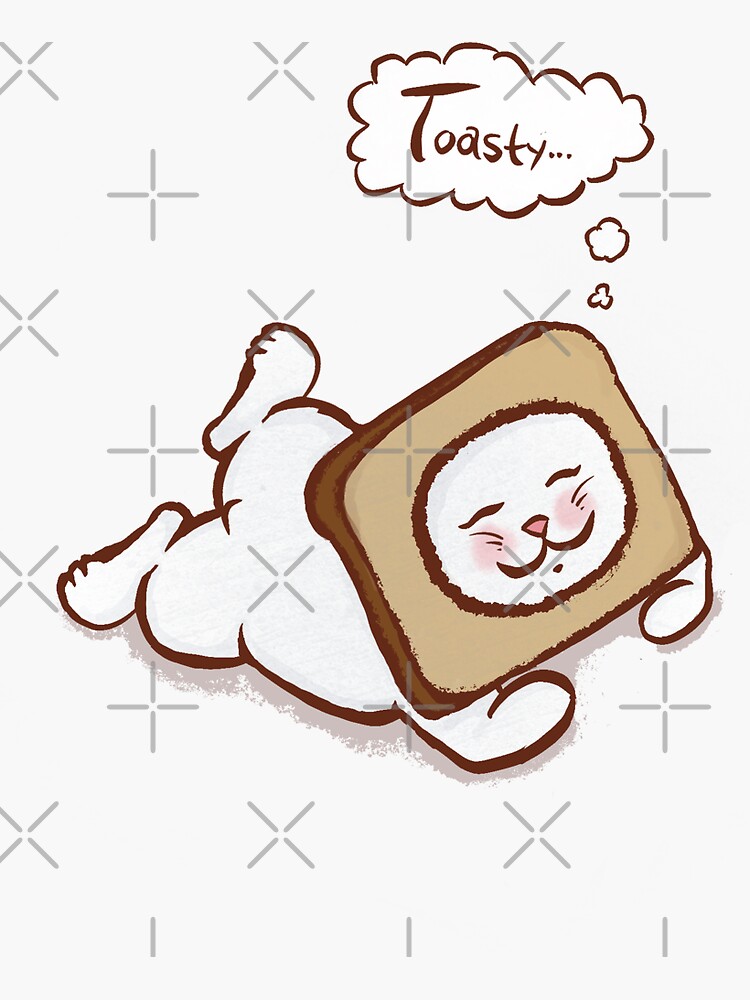 "Happy Toast Cat" Sticker by Pastel-Magic | Redbubble