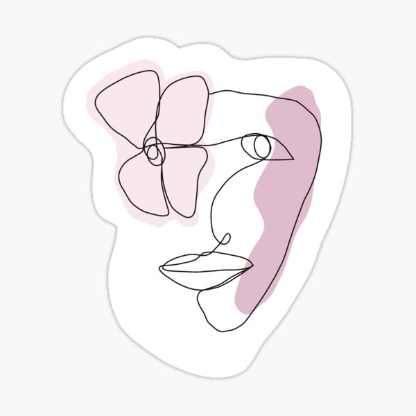 "Line drawing face" Sticker for Sale by mariumabbas | Redbubble