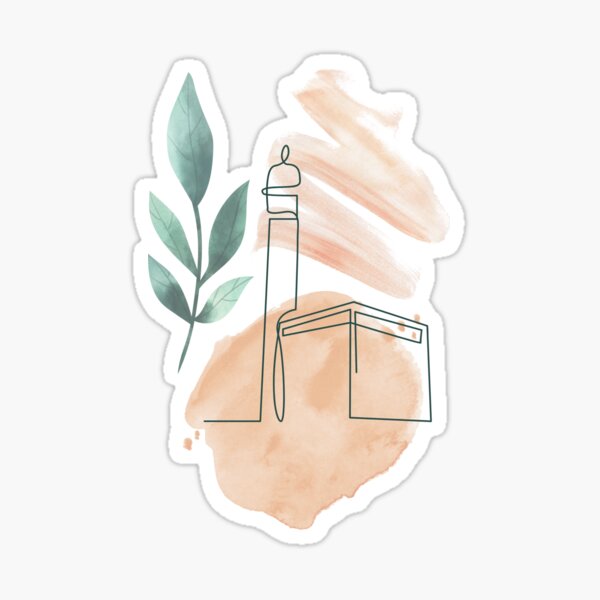 "Kaaba Line Design with Watercolor" Sticker for Sale by AnNisaArt ...