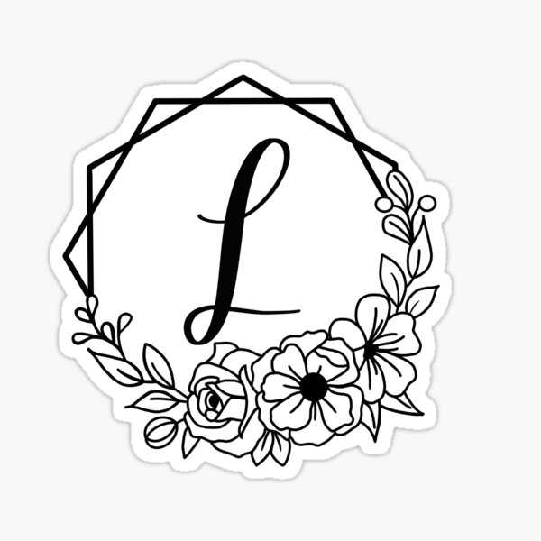 "L Monogram Circle Flowers" Sticker by Alex-Prints | Redbubble